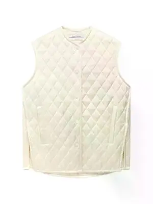 Another Tomorrow Quilted Satin Gilet - Neutrals