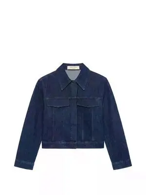 Another Tomorrow Cropped Seam-detail Denim Jacket - Blue