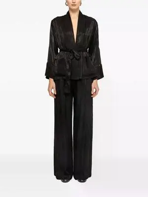 NISSA Wide-leg Viscose Pants - Black
