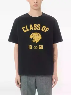 Valentino Garavani Cotton T-shirt With Panther Print - Black