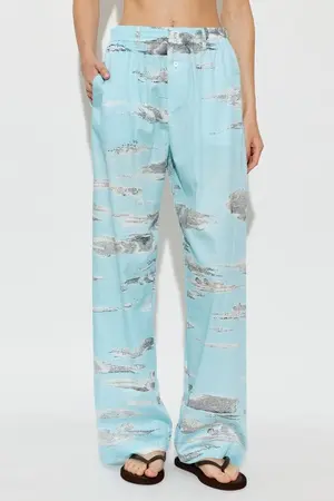 Moschino Printed Cotton Wide-leg Trousers
