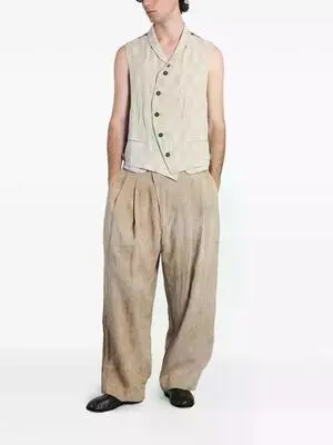 ZIGGY CHEN Check-pattern Asymmetric Waistcoat