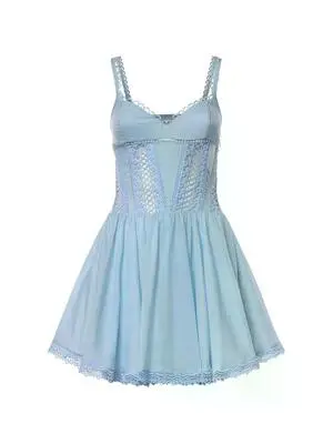 Charo Ruiz Ibiza Gardenia Lace-trim Pleated Mini Dress - Blue