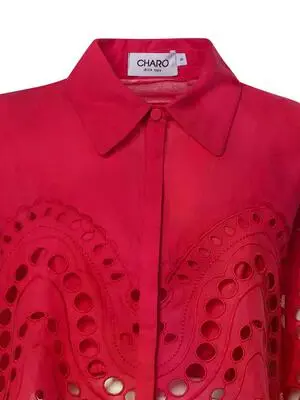 Charo Ruiz Ibiza Storm Broderie Anglaise Cropped Shirt - Red