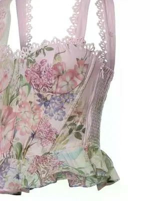 Charo Ruiz Ibiza Floret Floral-print Ruffled Peplum Top