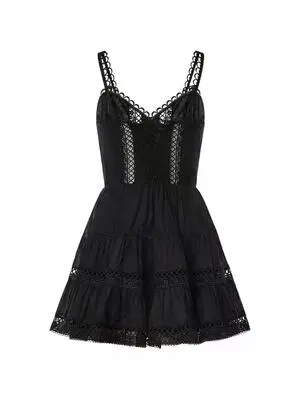 Charo Ruiz Ibiza Lenora Broderie Anglaise Tiered Mini Dress - Black