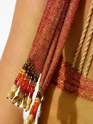 DEL MAAR Beaded Tie Bikini Top