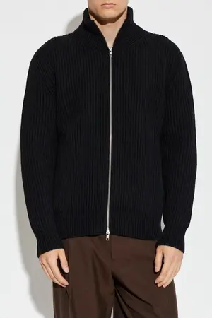 MAISON MARGIELA Wool Ribbed Zip-up Cardigan