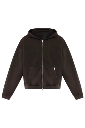 REPRESENT Full Zip Hoodie With Kangaroo Pocket - Brown