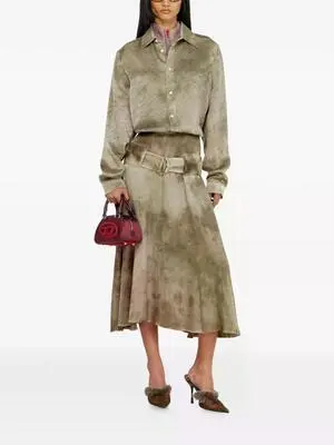 DIESEL® Logo-jacquard Satin Belted Midi Skirt