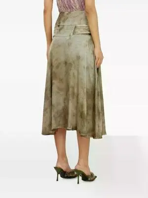 DIESEL® Logo-jacquard Satin Belted Midi Skirt