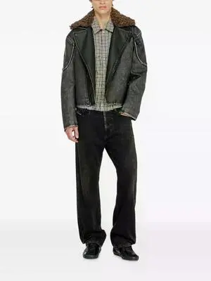 DIESEL® Biker Jacket With Detachable Collar - Grey