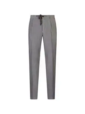 Peserico Linen Pleated Drawstring Trousers - Grey