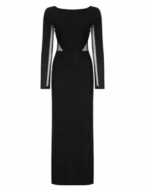 JOSHE Abito Lungo Con Inserti In Tulle - Black