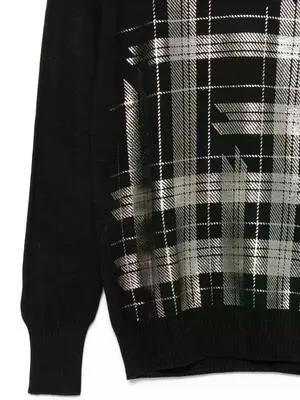D.exterior Check-print High-neck Sweater