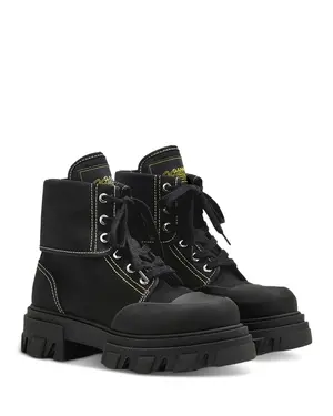 GANNI Cleated Canvas Trail Boots