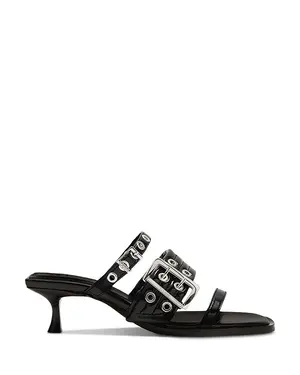 GANNI Buckle Strap Mules - Black