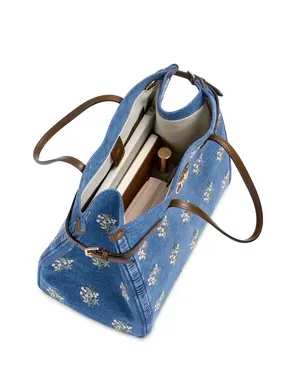 Valentino Garavani Antibes Medium Embroidered Denim Tote
