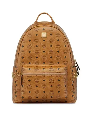 Mcm Stark Vi Logo Pattern Backpack - Cognac