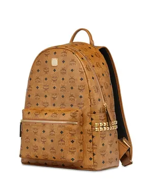 Mcm Stark Vi Logo Pattern Backpack - Cognac