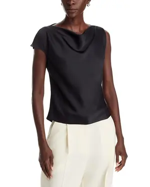 Theory Split Sleeve Cowl Neck Top - Black