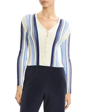 Theory Ribbed Cardigan - Ivory Multi