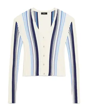 Theory Ribbed Cardigan - Ivory Multi