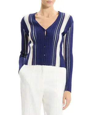 Theory Ribbed Cardigan - Navy Multi