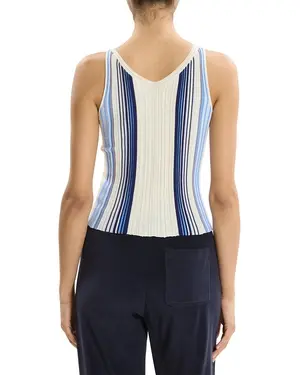 Theory Ribbed Knit Tank Top With Vertical Stripes