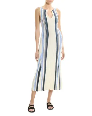 Theory Ribbed Tank Dress With Vertical Stripes