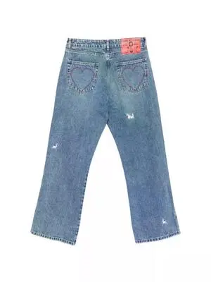 CARNE BOLLENTE Distressed Embroidered Jeans