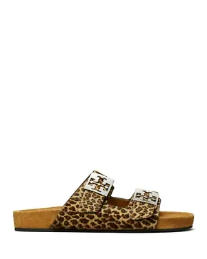 Tory Burch Mellow Leopard Print Calf Hair Slides With Metal Hardware - Leopard Multi