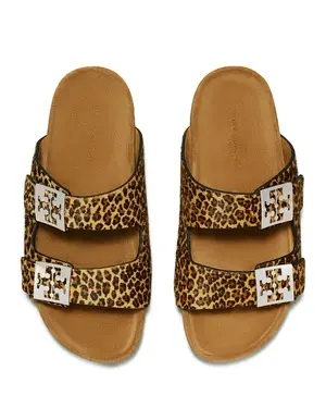 Tory Burch Mellow Leopard Print Calf Hair Slides With Metal Hardware - Leopard Multi