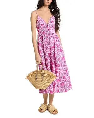 Michael Kors Floral Midi Dress - Raspberry