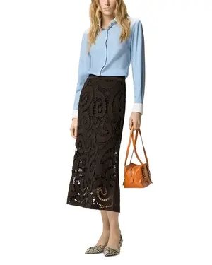 Pinko Geometric Crochet Midi Skirt