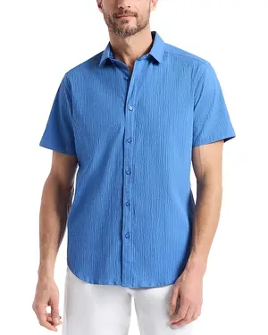 Robert Graham Thresher Short Sleeve Woven Shirt - Blue