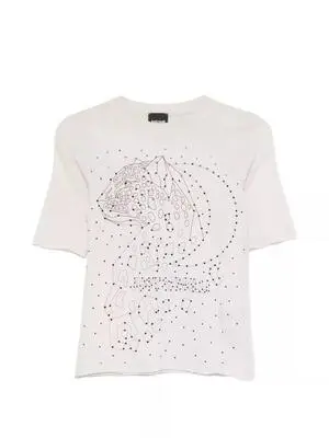 Just Cavalli Graphic Print Raw-edge T-shirt