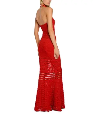 Retrofete Peggie Crochet Halterneck Maxi Dress
