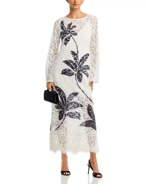 Kobi Halperin Long Sleeve Lace Maxi Dress
