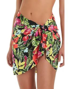 Red Carter Classic Pareo Swim Cover-up - Black Multi