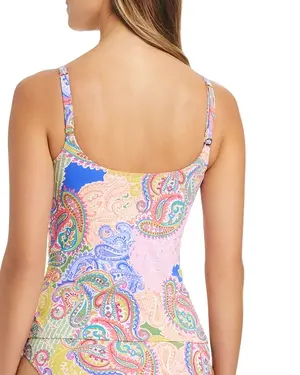 BLEU BY ROD BEATTIE Scoop Neck Tankini Top With Paisley Print
