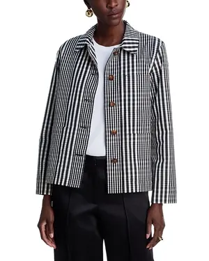 Lafayette 148 New York Printed Shirt Jacket - Black Multi