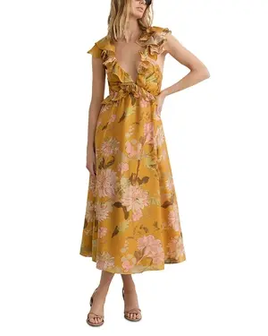 REISS Lucy Midi Dress - Yellow