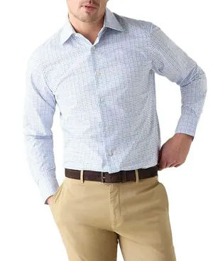 Robert Talbott Madison Check Light Weight Poplin Shirt In Contemporary Fit - Blue Multi