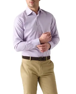 Robert Talbott Madison Check Light Weight Poplin Shirt In Contemporary Fit - Pink