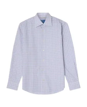 Robert Talbott Madison Check Light Weight Poplin Shirt In Contemporary Fit - Raspberry Multi