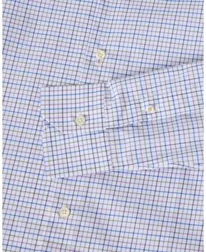 Robert Talbott Madison Check Light Weight Poplin Shirt In Contemporary Fit - Raspberry Multi