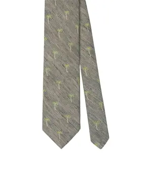 Robert Talbott Palm Silk Linen Necktie - Navy