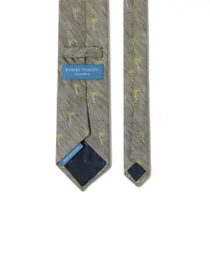 Robert Talbott Palm Silk Linen Necktie - Navy