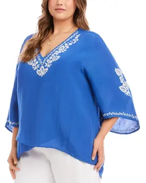 Karen Kane Embroidered Asymmetrical Top